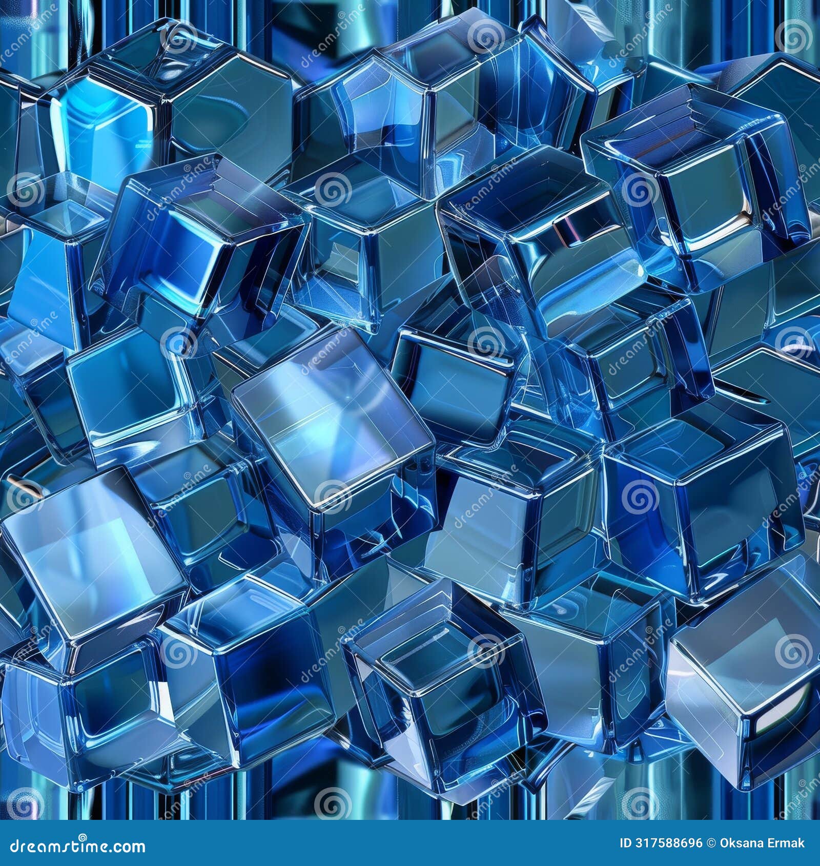 Transparent Cubes Pattern, Blue Glass Cube Background, Geometric 3d ...