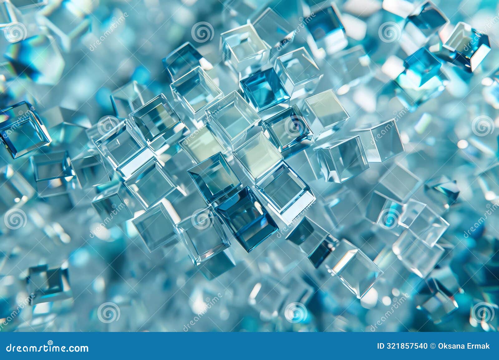 Transparent Cubes Pattern, Blue Glass Cube Background, Geometric 3d ...