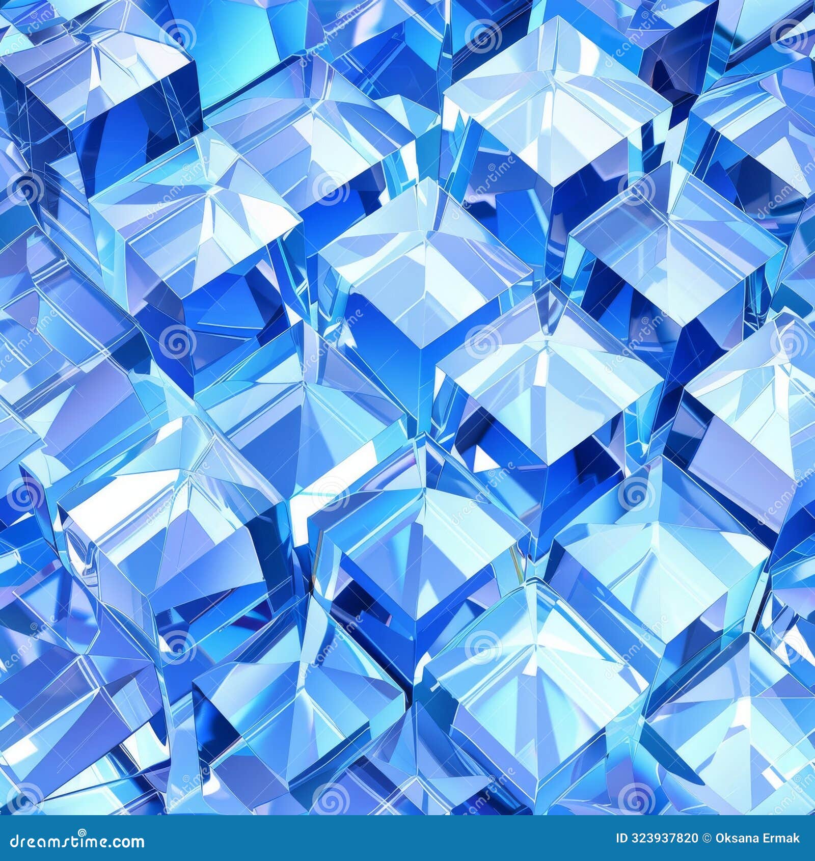 Transparent Cubes Pattern, Blue Glass Cube Background, Geometric 3d ...