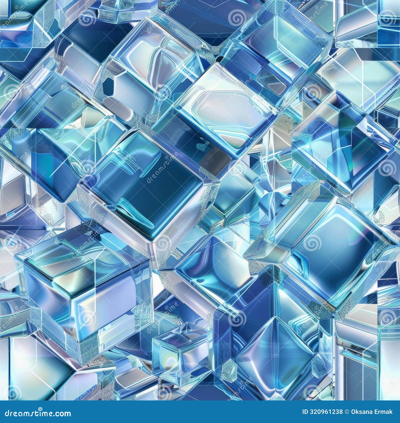 Transparent Cubes Pattern, Blue Glass Cube Background, Geometric 3d ...