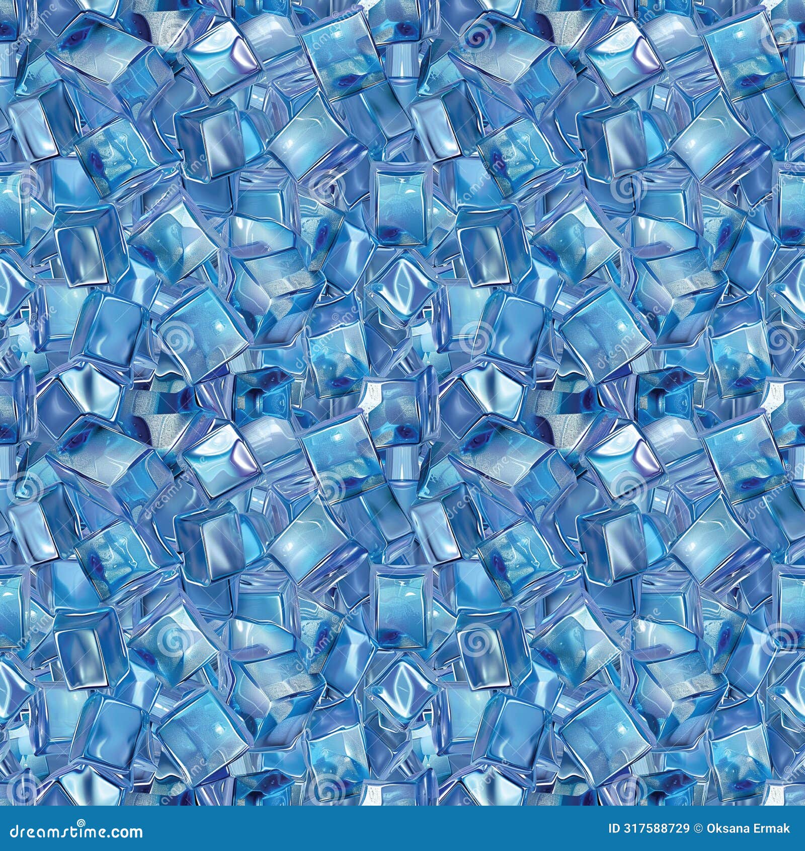 Transparent Cubes Seamless Pattern, Blue Glass Cube Background ...