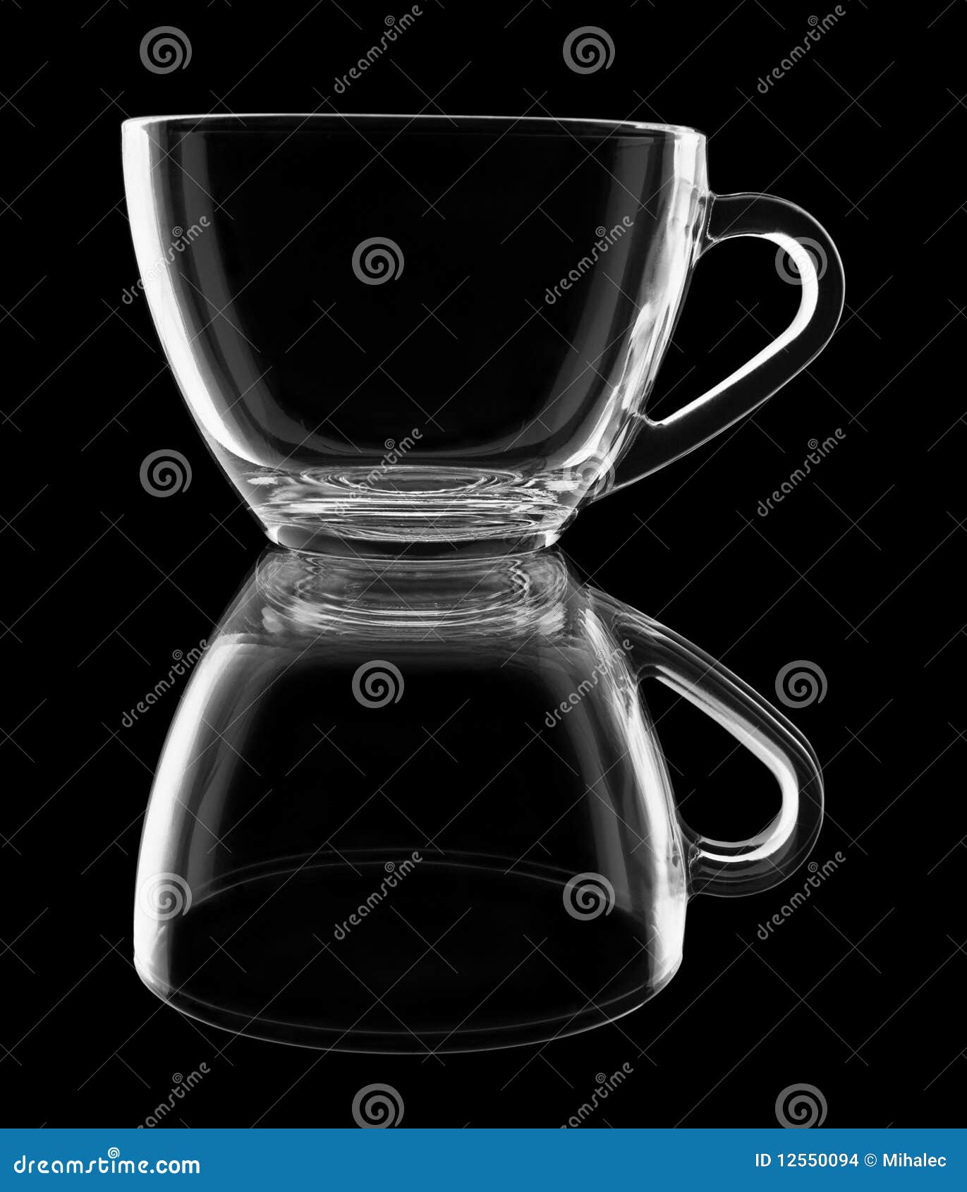 Transparent Cup with Reflection on Black Stock Photo - Image of ...