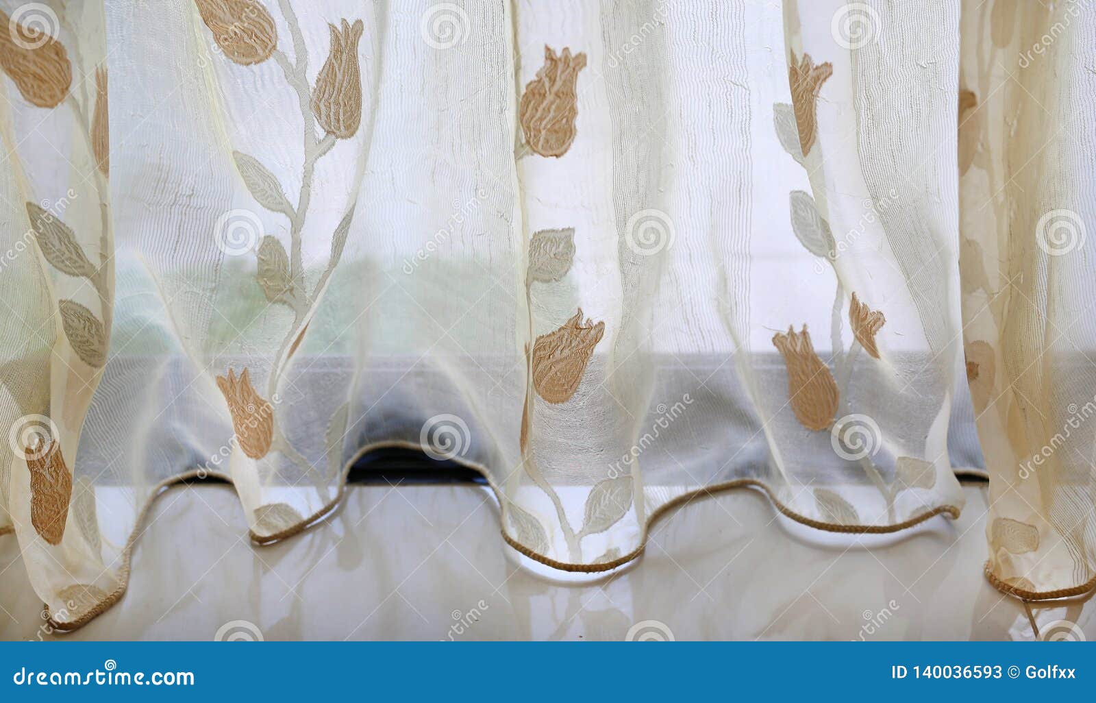 Transparent Curtain Fabric with Flower Pattern Stock Image - Image of ...