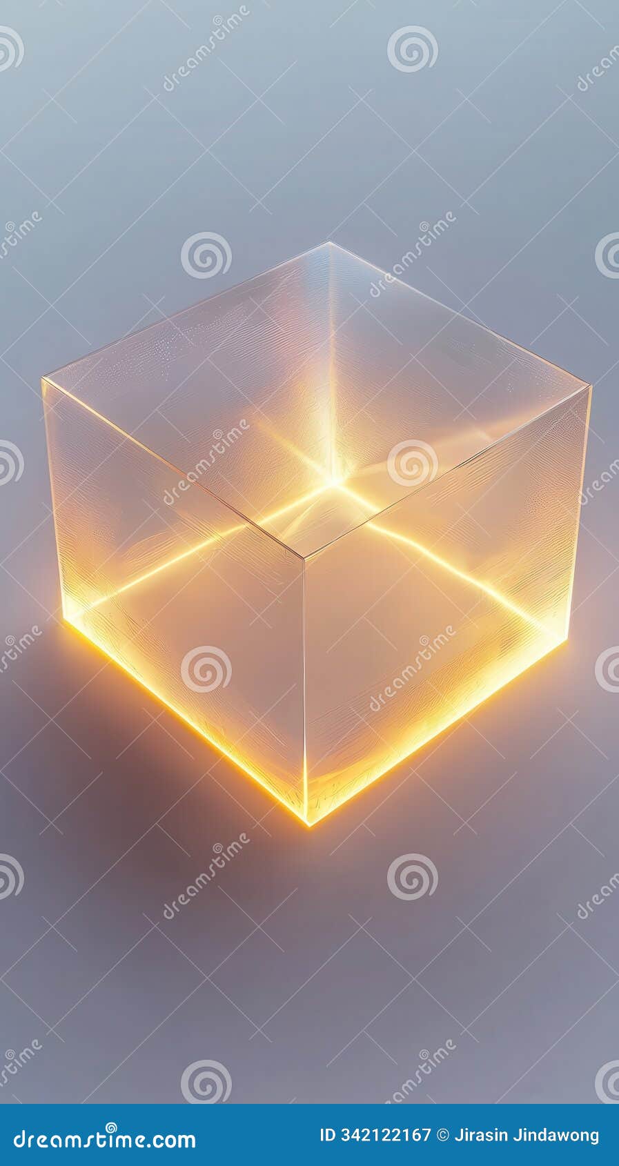 Transparent 3D Box with Soft Glowing Light Inside Stock Illustration ...