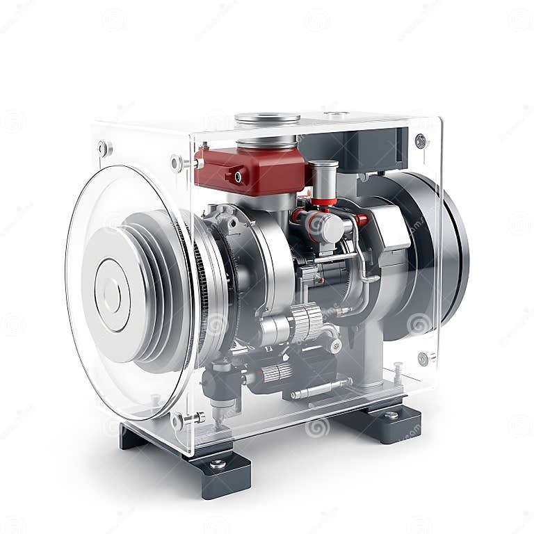 A Transparent 3D Render of a Compressor Showing Its Internal Components ...