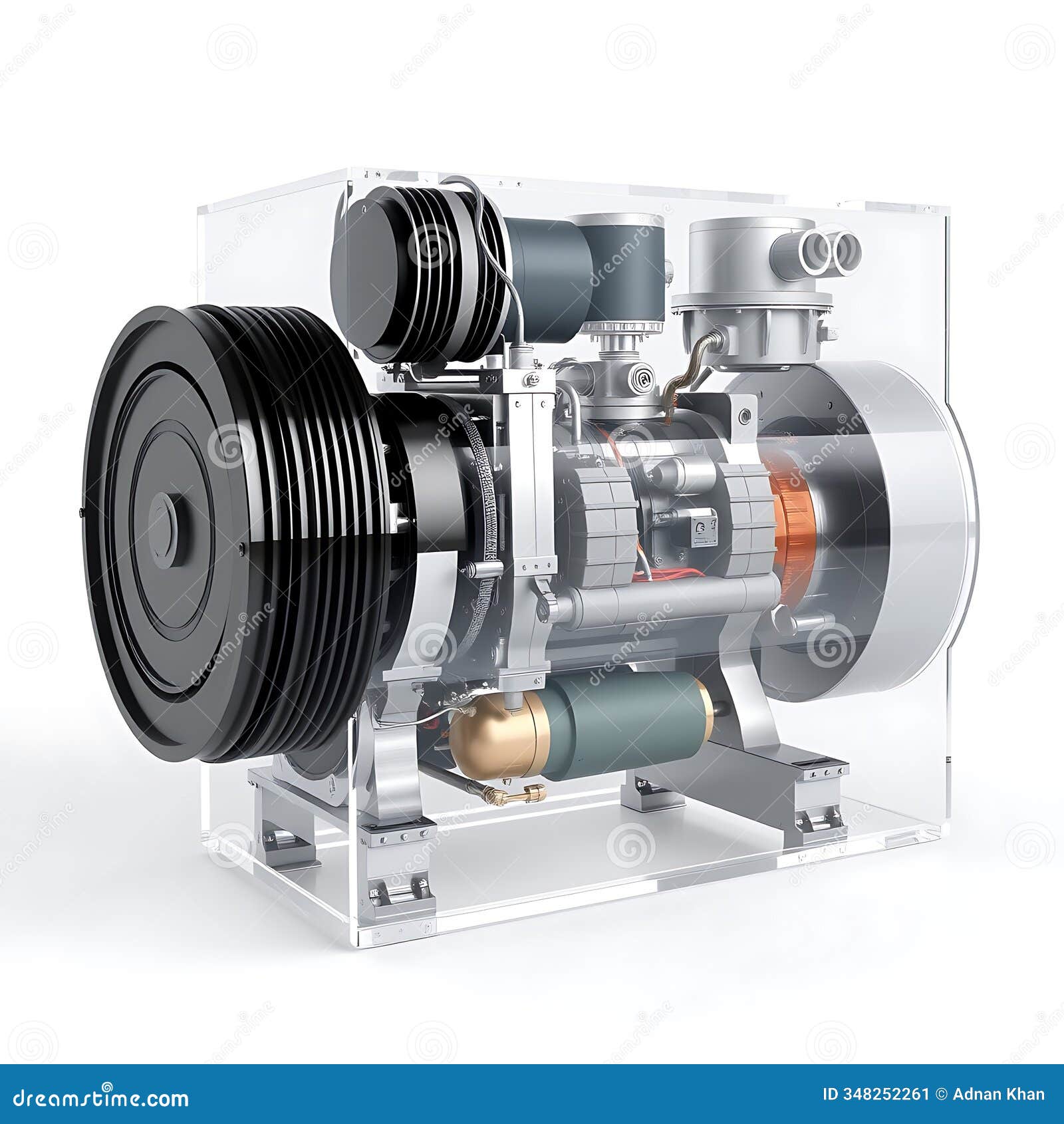 A Transparent 3D Render of a Compressor Showing Its Internal Components ...