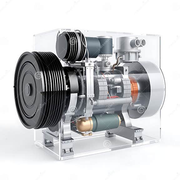 A Transparent 3D Render of a Compressor Showing Its Internal Components ...