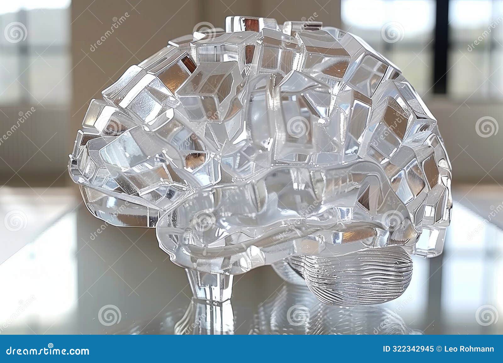 Transparent Digital Brain Model, Showcasing Advanced AI and Neural ...