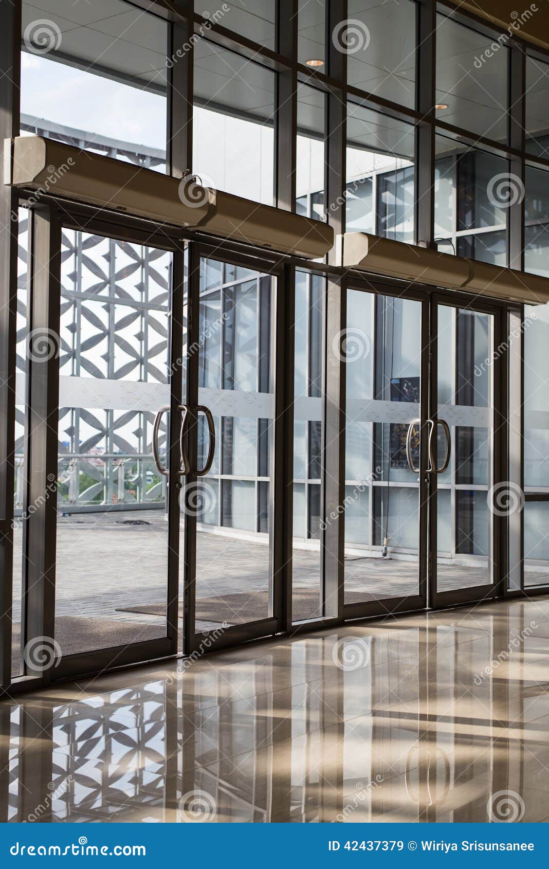 Transparent Door of Modern Building Stock Image - Image of outside ...