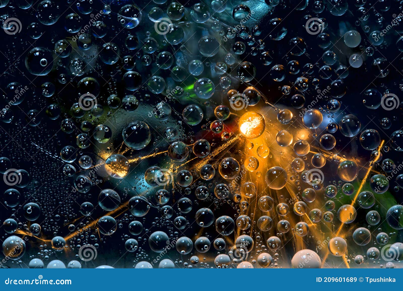 Transparent Drops of Water are Illuminated by Flashes of Light and are ...