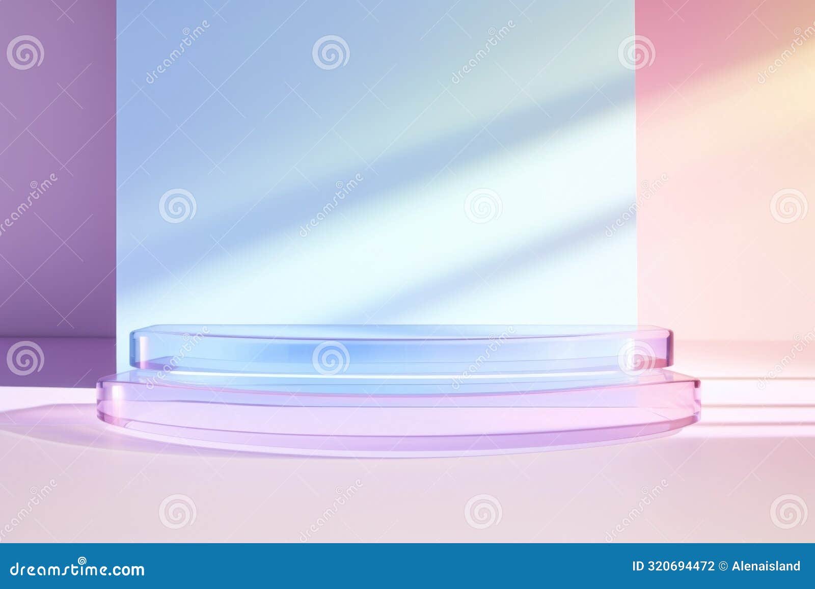 Transparent Dual-Tier Platform in Gradient Lighting Stock Illustration ...