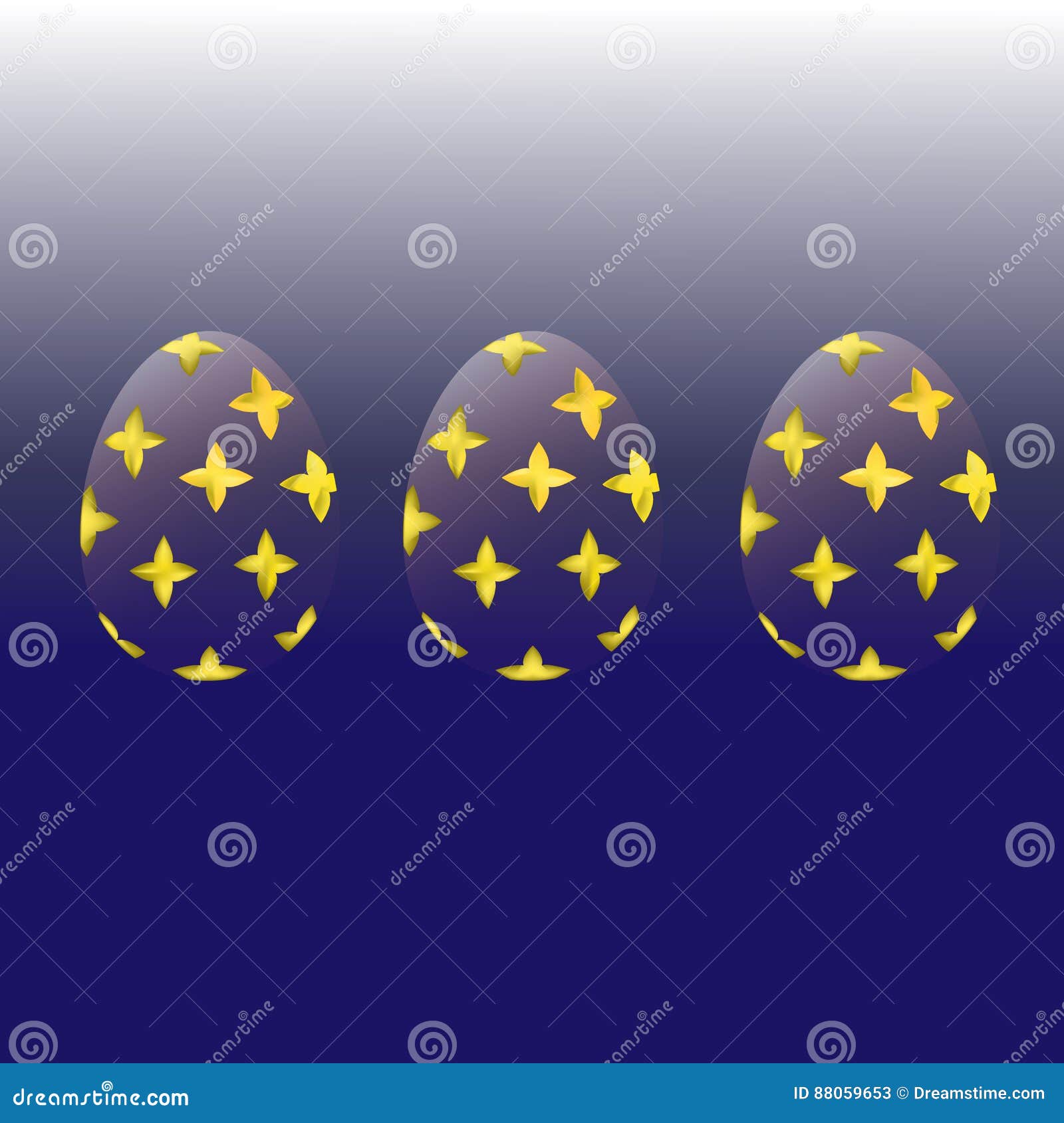 Transparent Easter Eggs with a Gold Pattern Stock Vector - Illustration ...
