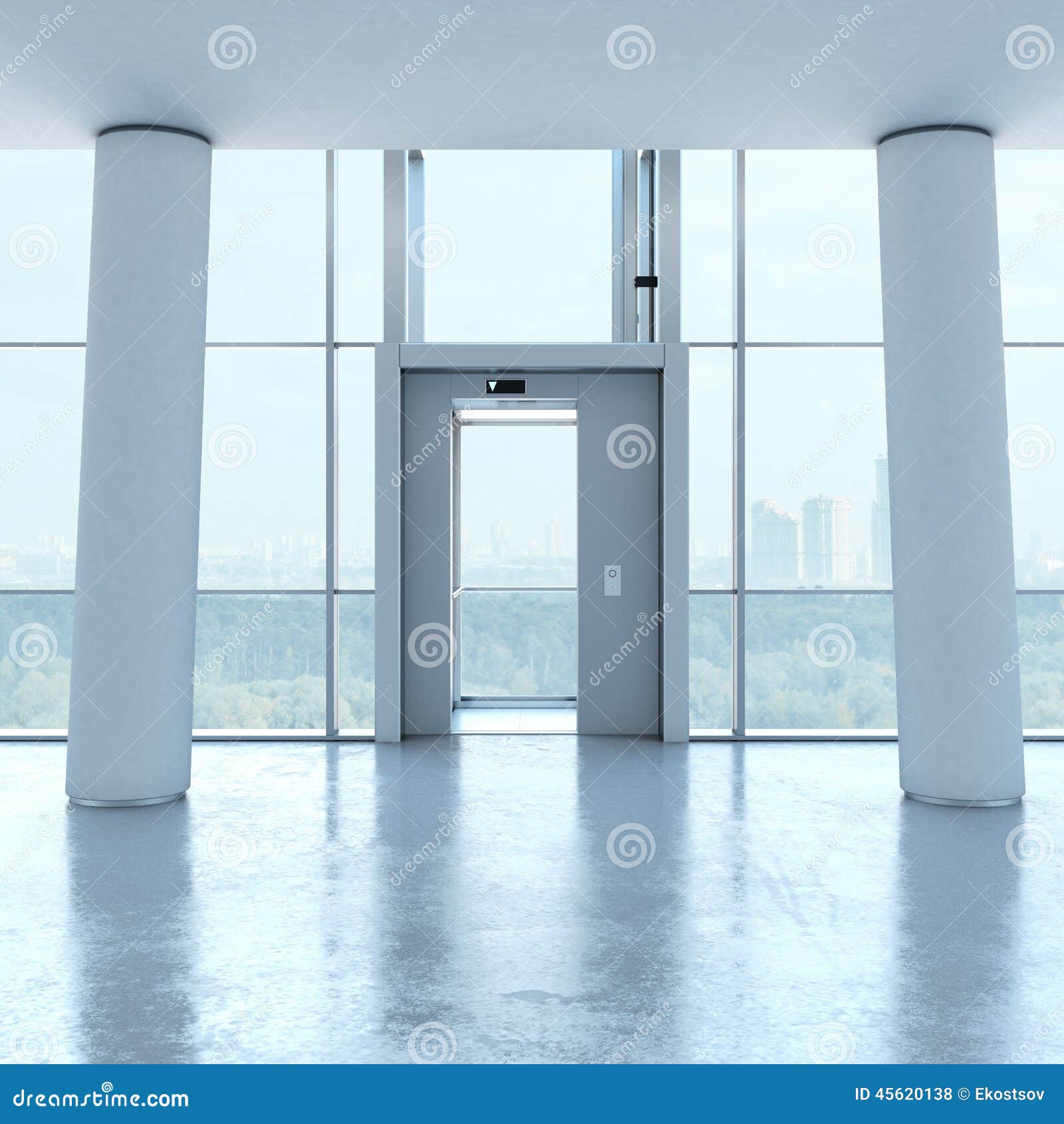 Transparent Elevator and Columns Stock Photo - Image of framework ...