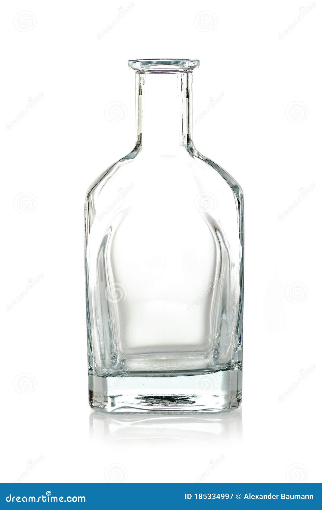 Transparent Empty Glass Bottle on a White Background, Isolated with ...