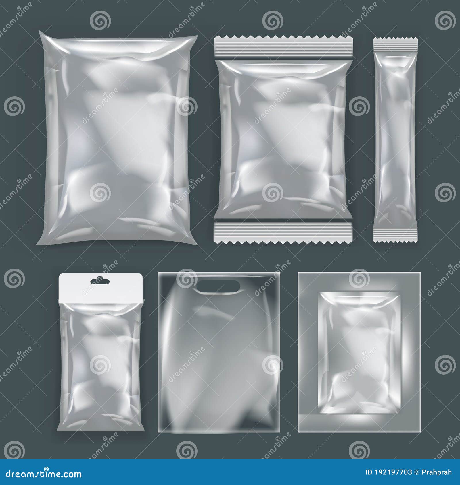 Transparent Empty Plastic Food Pack Template Set Stock Illustration ...