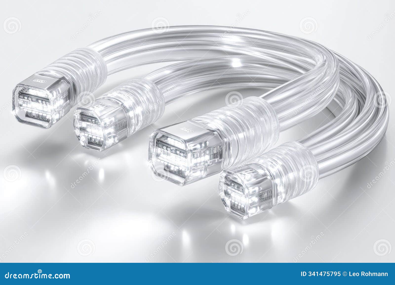 Transparent Ethernet Cables Coiled Together Showcasing High Speed ...