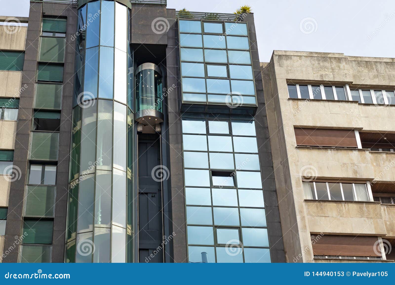 Transparent Exterior Building Elevator Stock Image - Image of ...