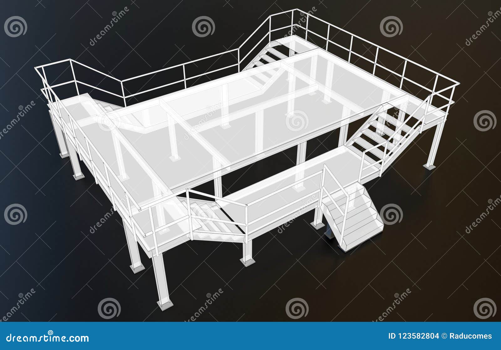 Transparent Factory Platform on a Black Background Stock Illustration ...