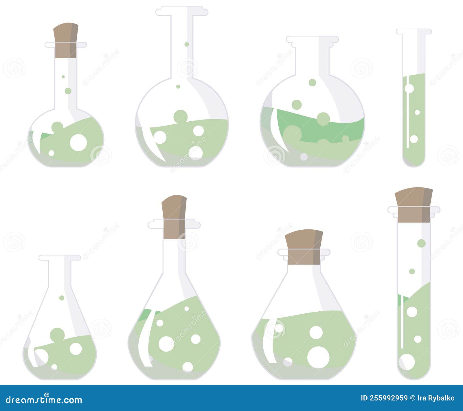 Transparent Flasks with Green Bubbling Liquid Stock Vector ...