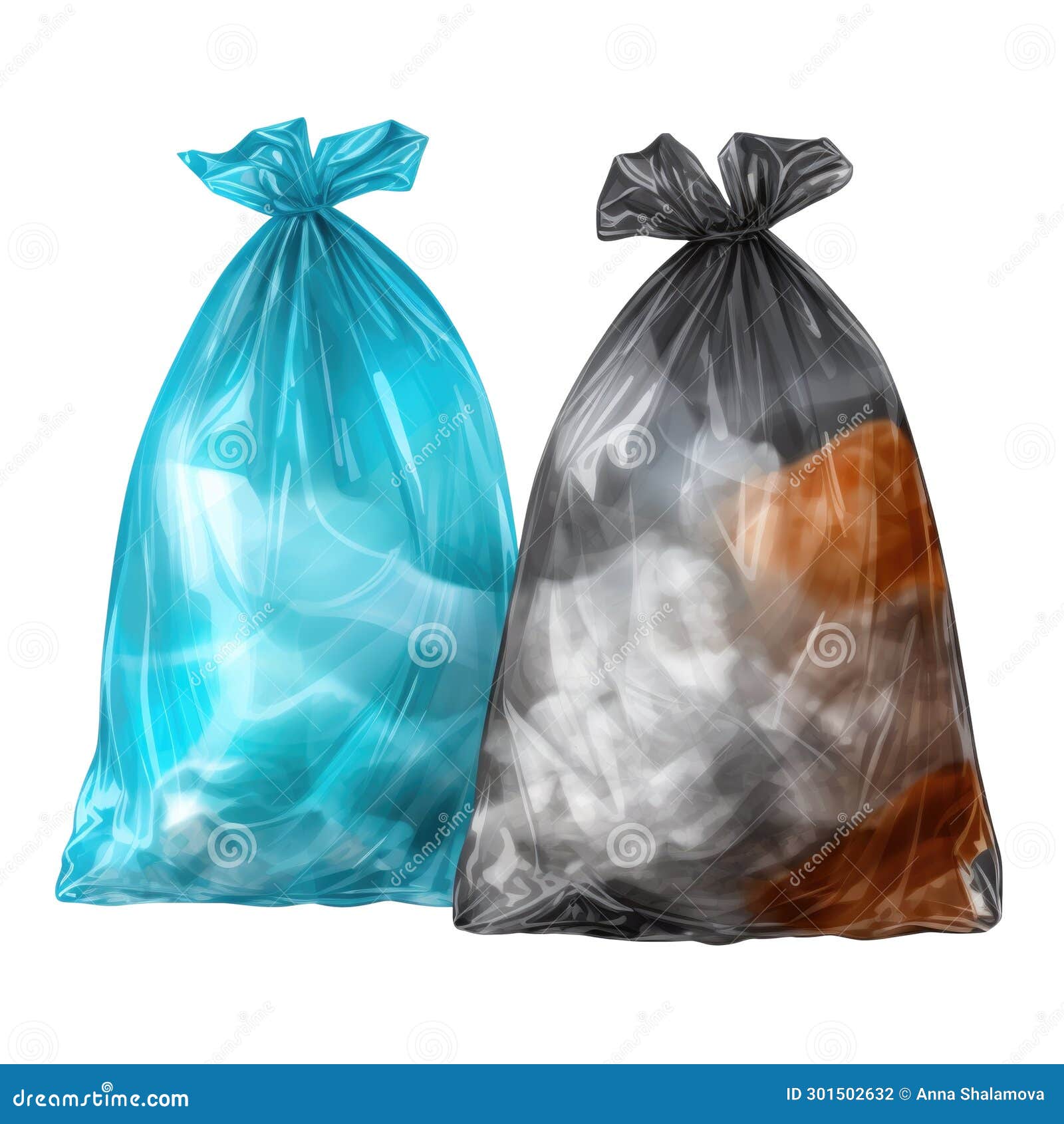 Transparent Garbage Bags with Recyclables and Waste Stock Illustration ...