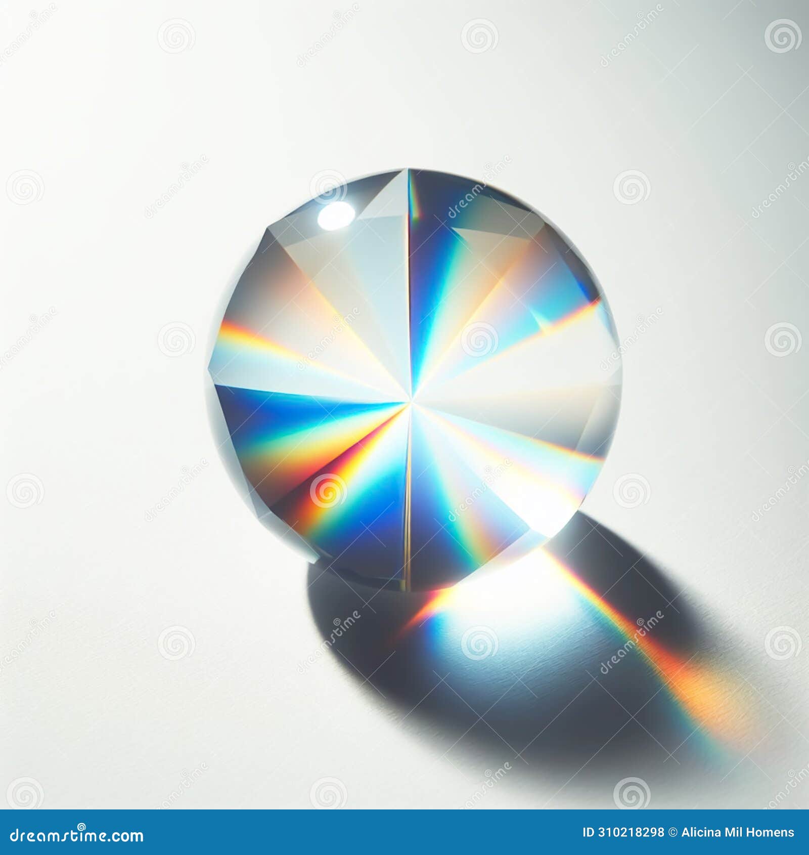 Transparent Geometric Figure Radiating Rainbow Light on a White ...