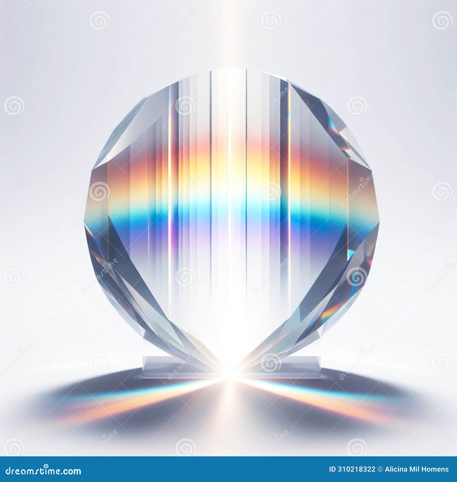 Transparent Geometric Figure Radiating Rainbow Light on a White ...