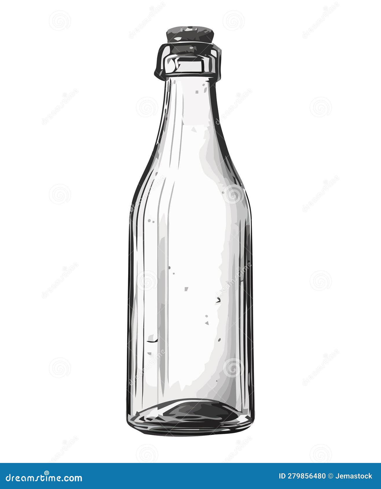 Transparent Glass Bottle Empty, Sketch Design Stock Vector ...
