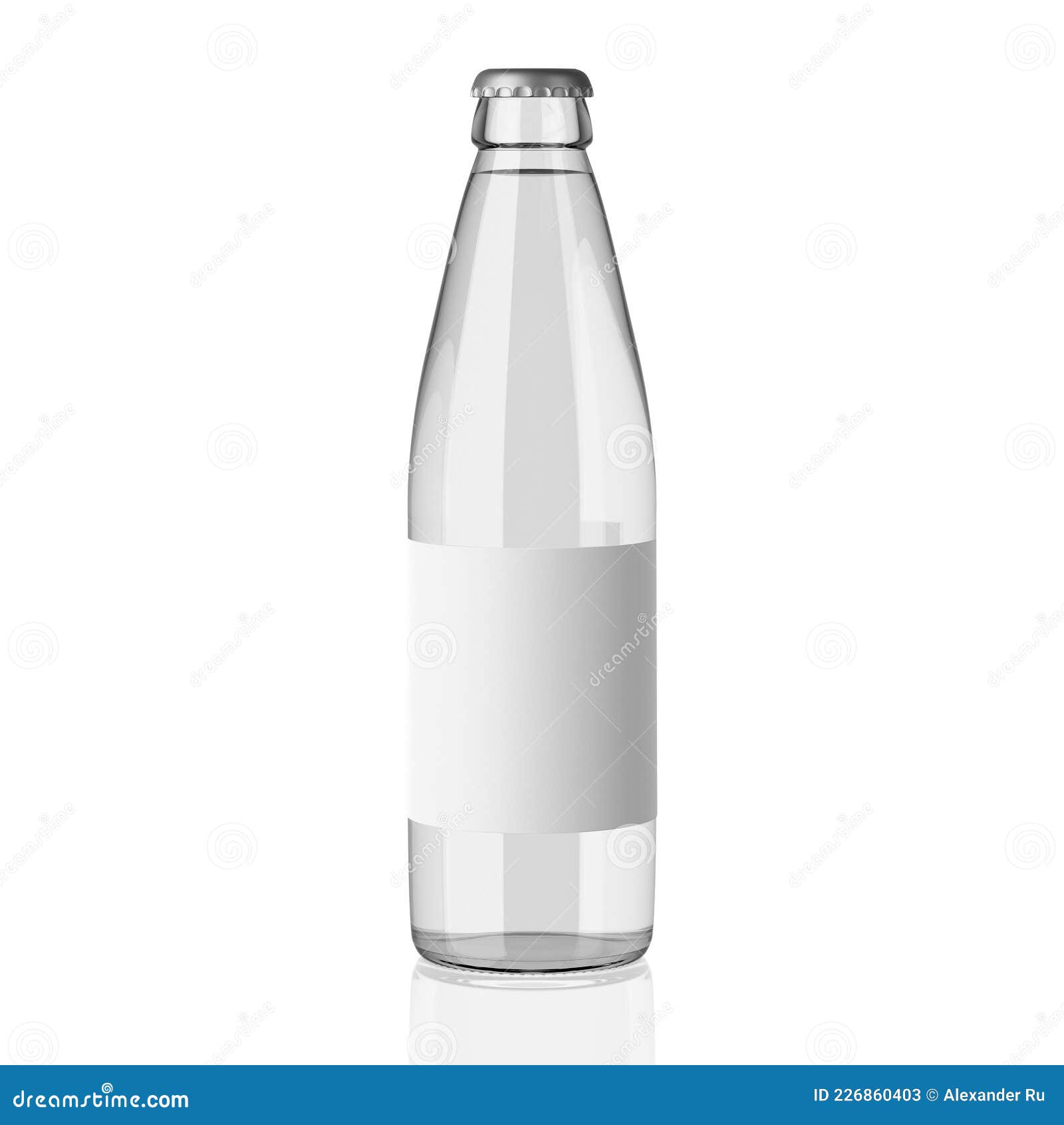 Transparent Glass Bottle Mockup with White Label for Your Design. 3d ...