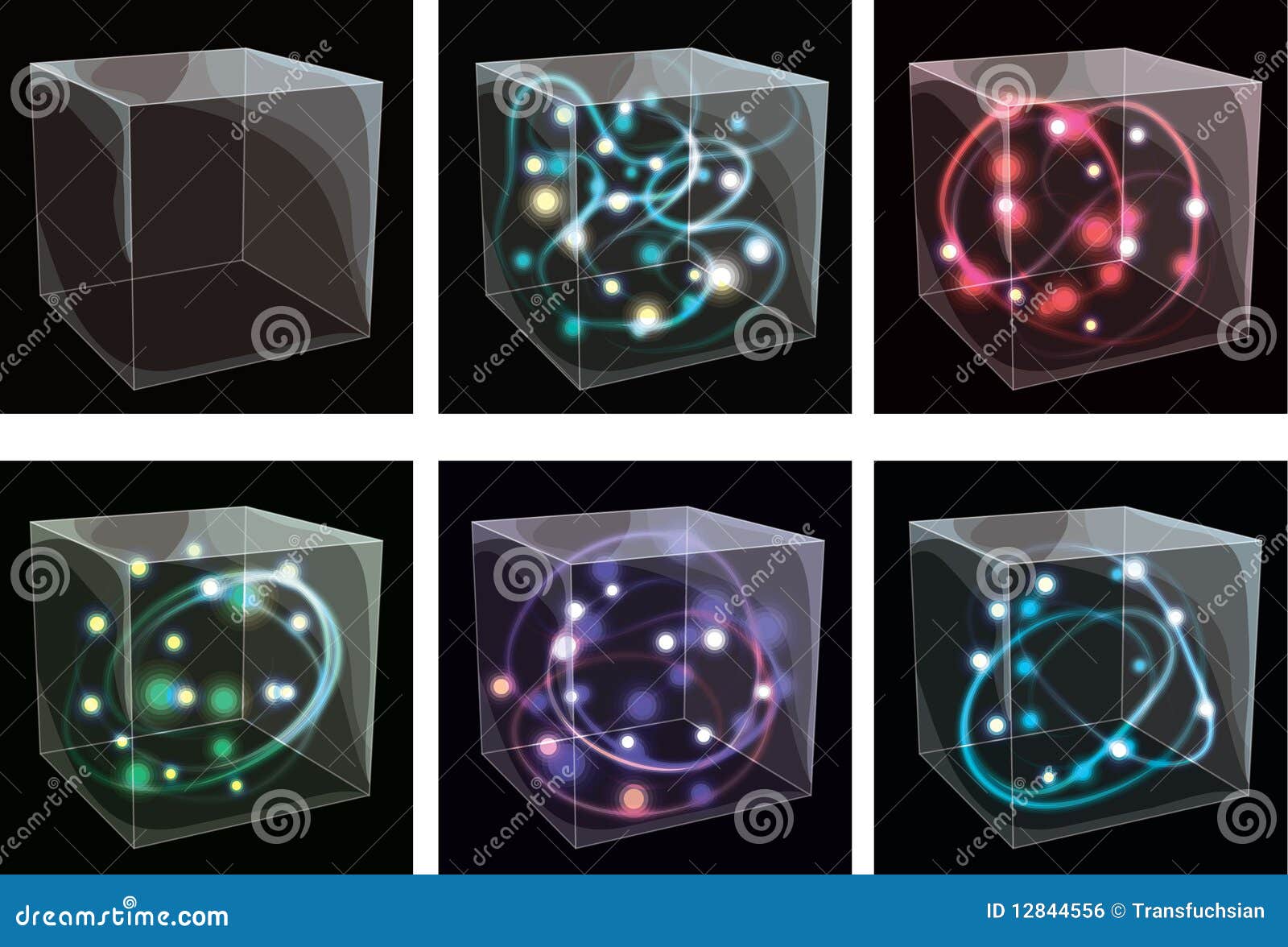 Transparent Glass Boxes with Glowing Stock Vector - Illustration of ...