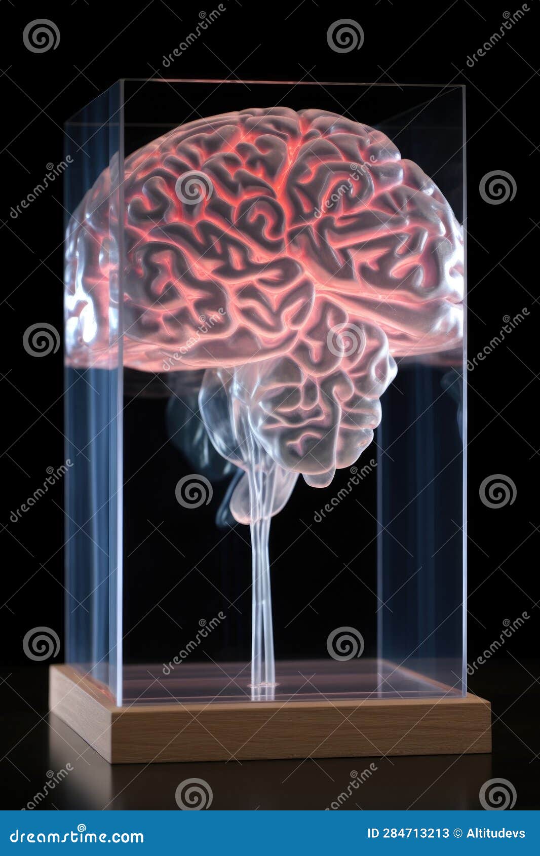Transparent Glass Brain Model on Reflective Surface Stock Illustration ...