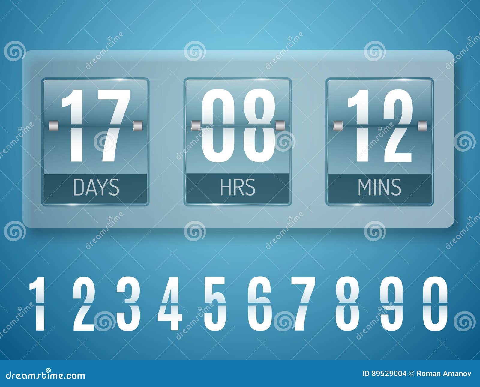 Transparent Glass Countdown Timer Isolated on Blue Background ...