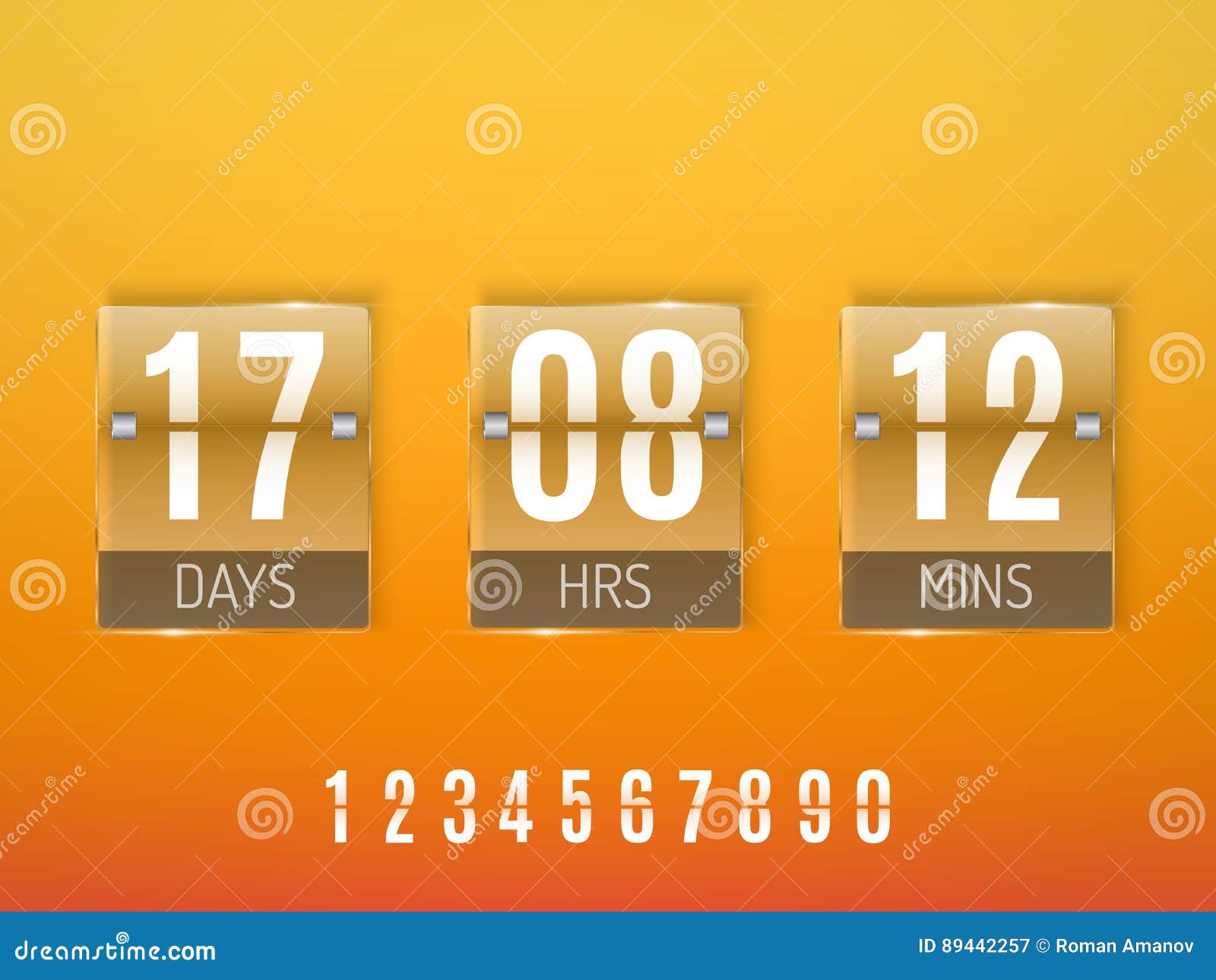 Glass Countdown Timer On Transparent Background. Clock Counter. Vector ...