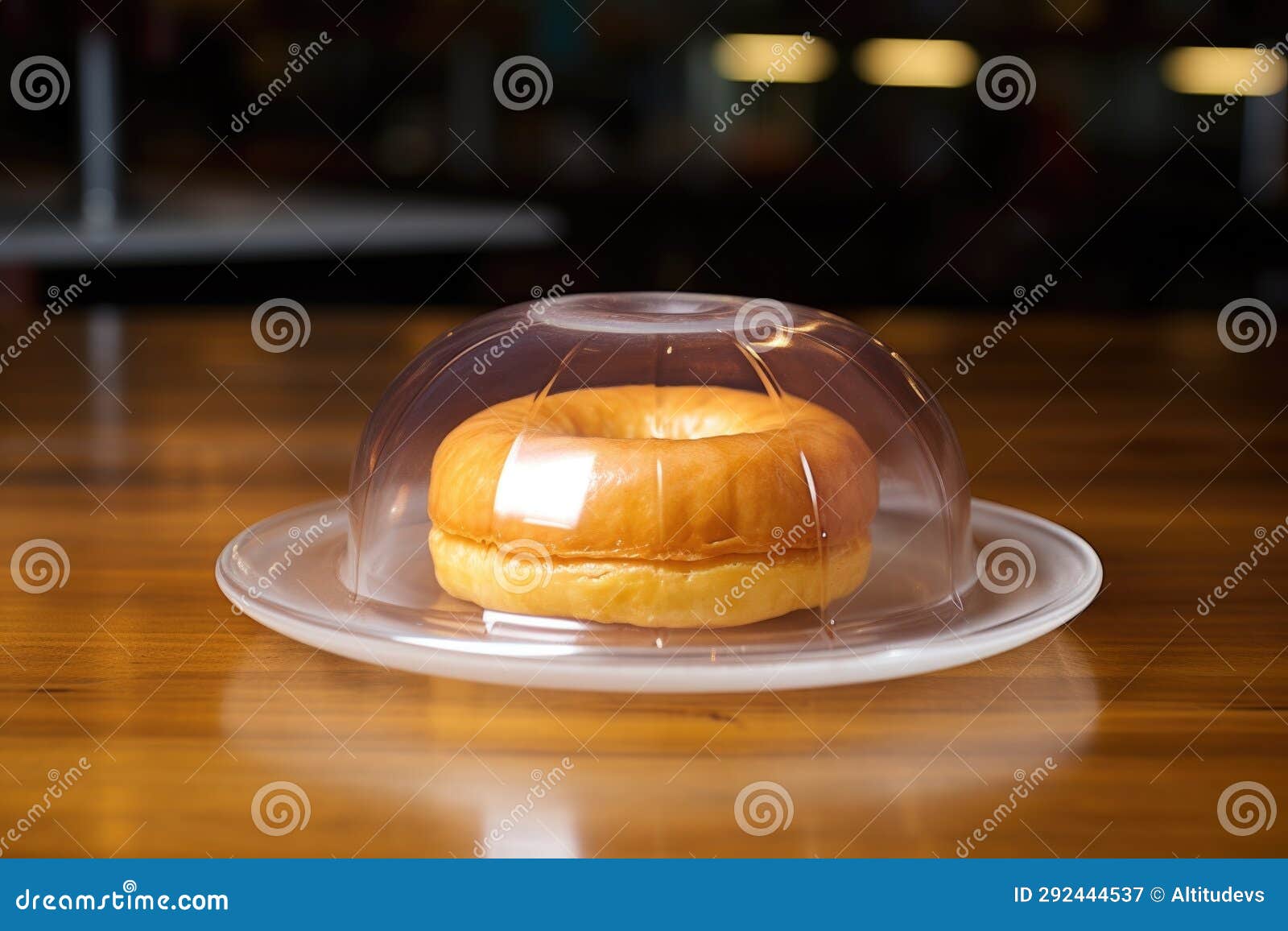 Transparent Glass Cover Over a Single Glazed Donut Stock Image - Image ...