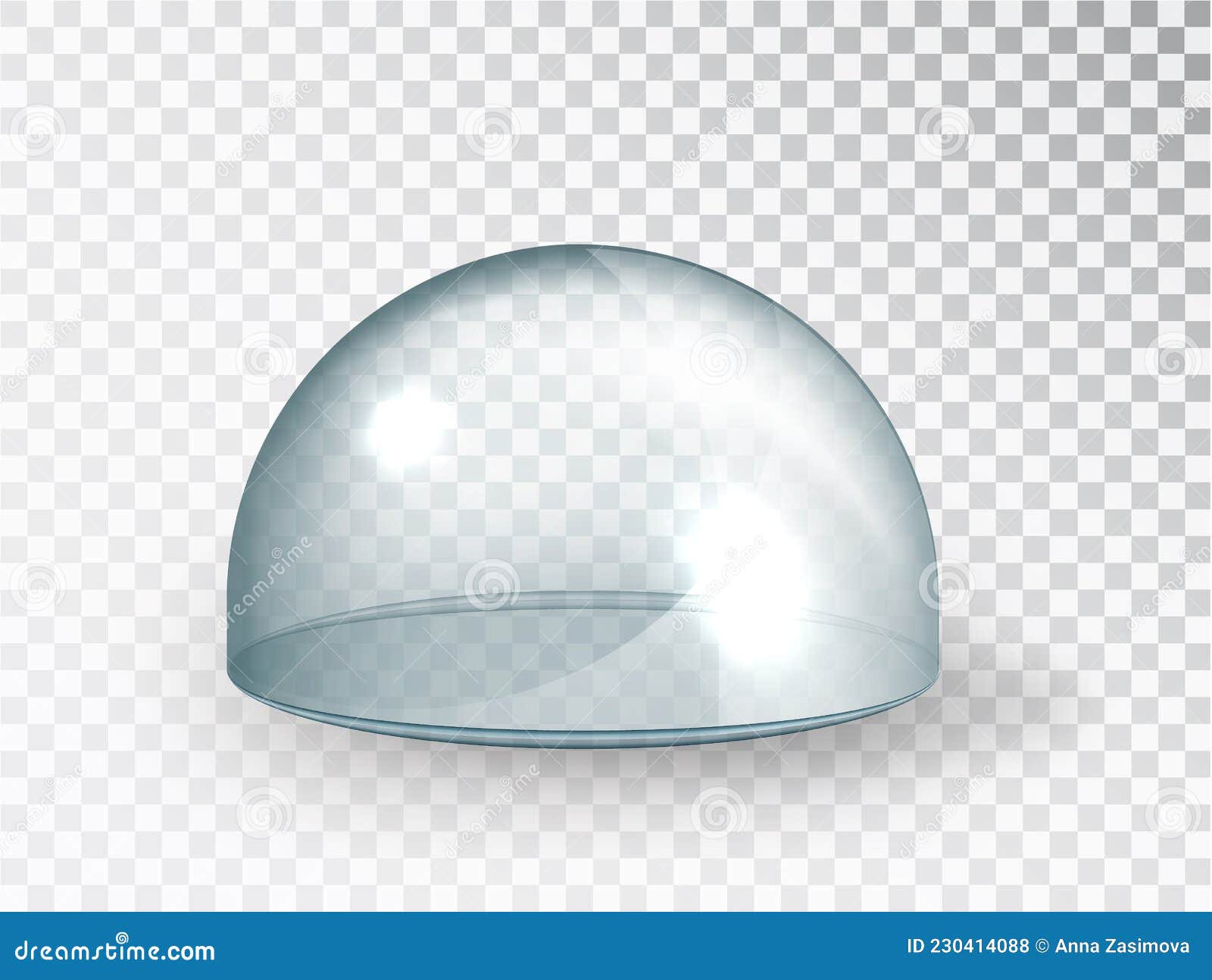 Transparent Glass Cover. Vector Hemisphere Mock-up Isolated on ...