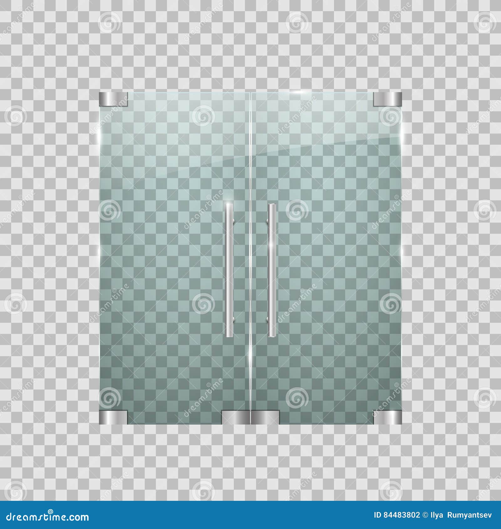 Transparent Glass Doors with Metal Elements Stock Vector - Illustration ...