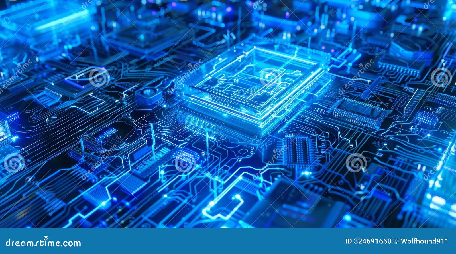 Transparent Glass with Embedded Blue Circuitry Designs: Bold and Techy ...