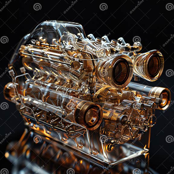 Transparent Glass Engine Visualization Glass-Constructed Automobile ...