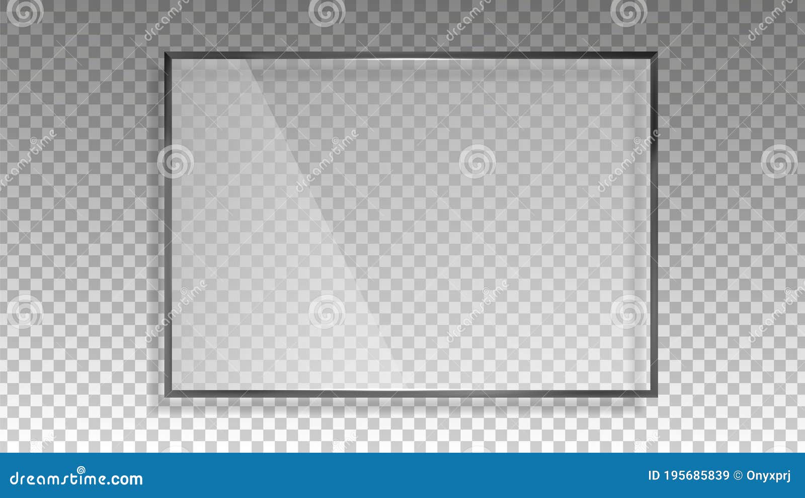 Transparent Glass Frame. Gloss Shine Panel, Rectangle 3d Window Stock ...