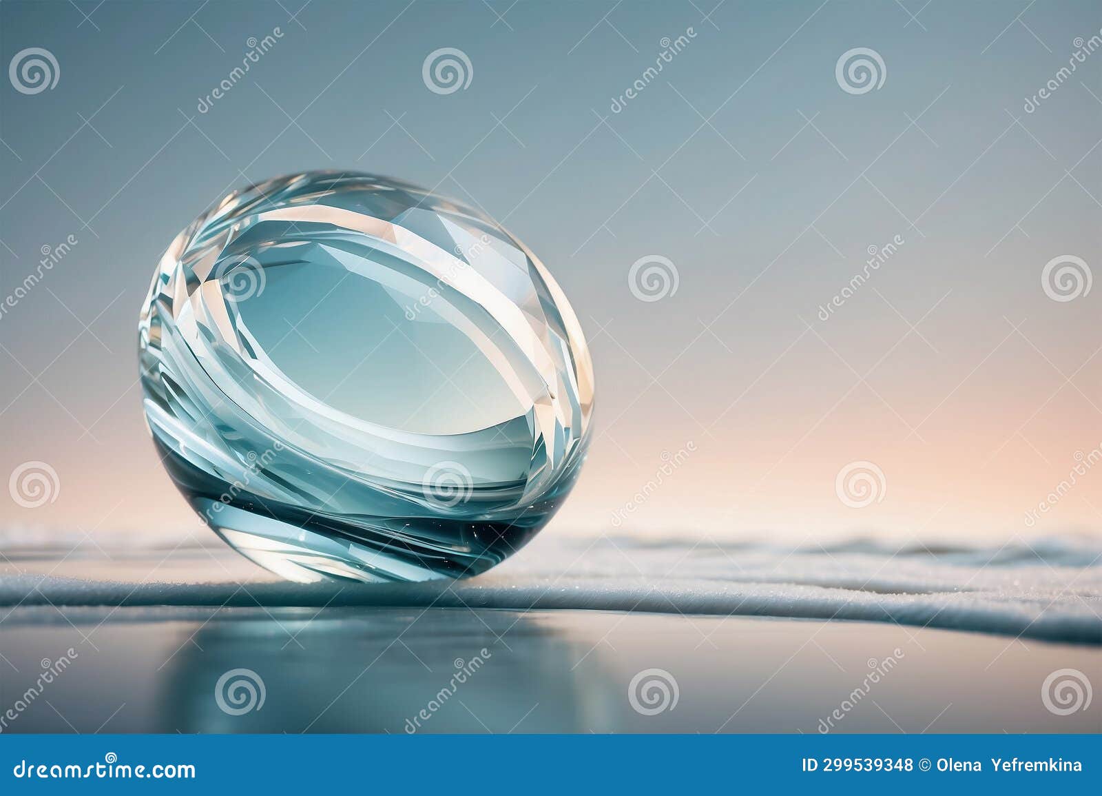Transparent, Glass Hemisphere in Water Waves, Abstract Background ...