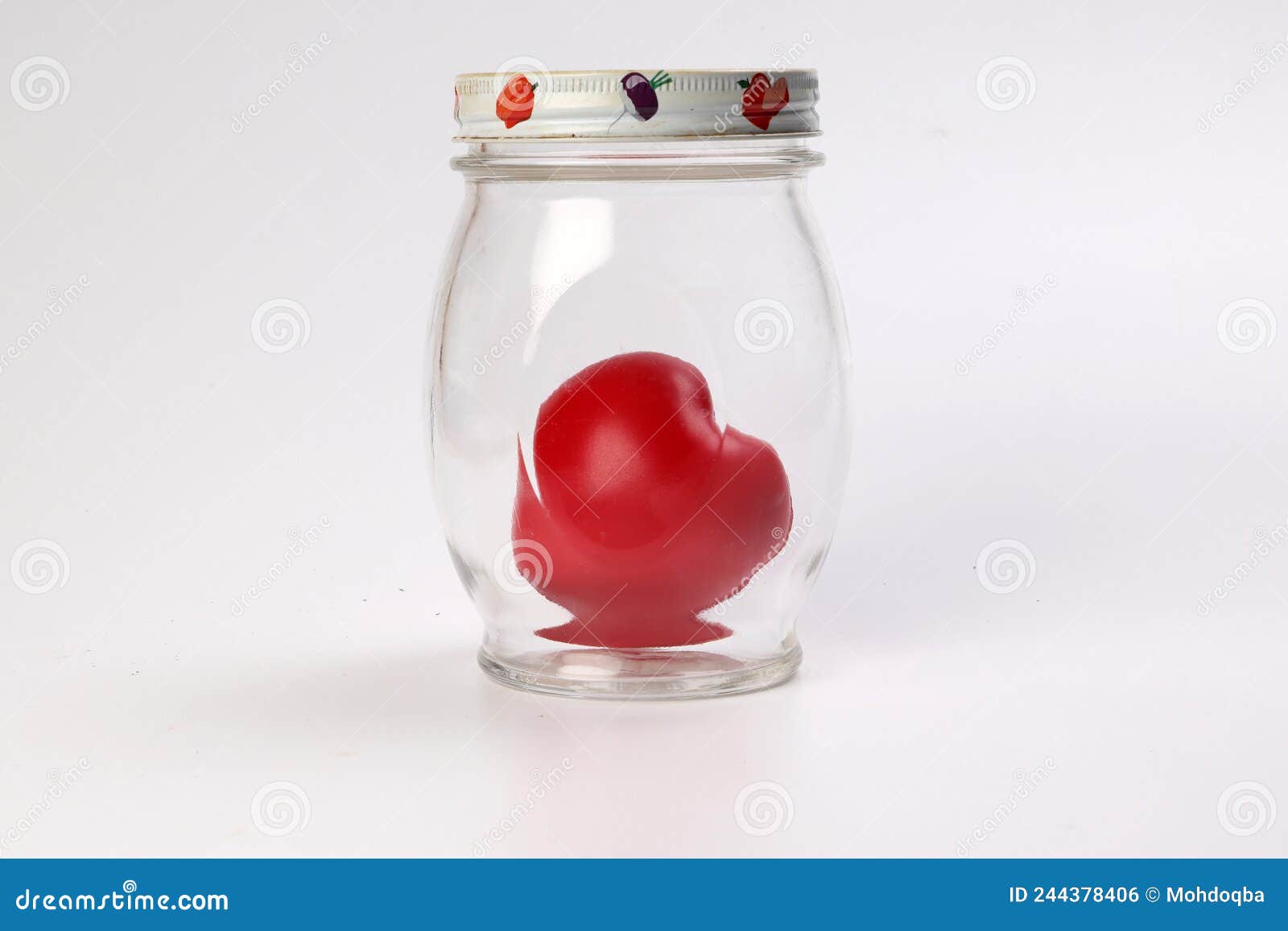 Transparent Glass Jar with Lid with Three Dimension 3d Red Hart Symbol ...