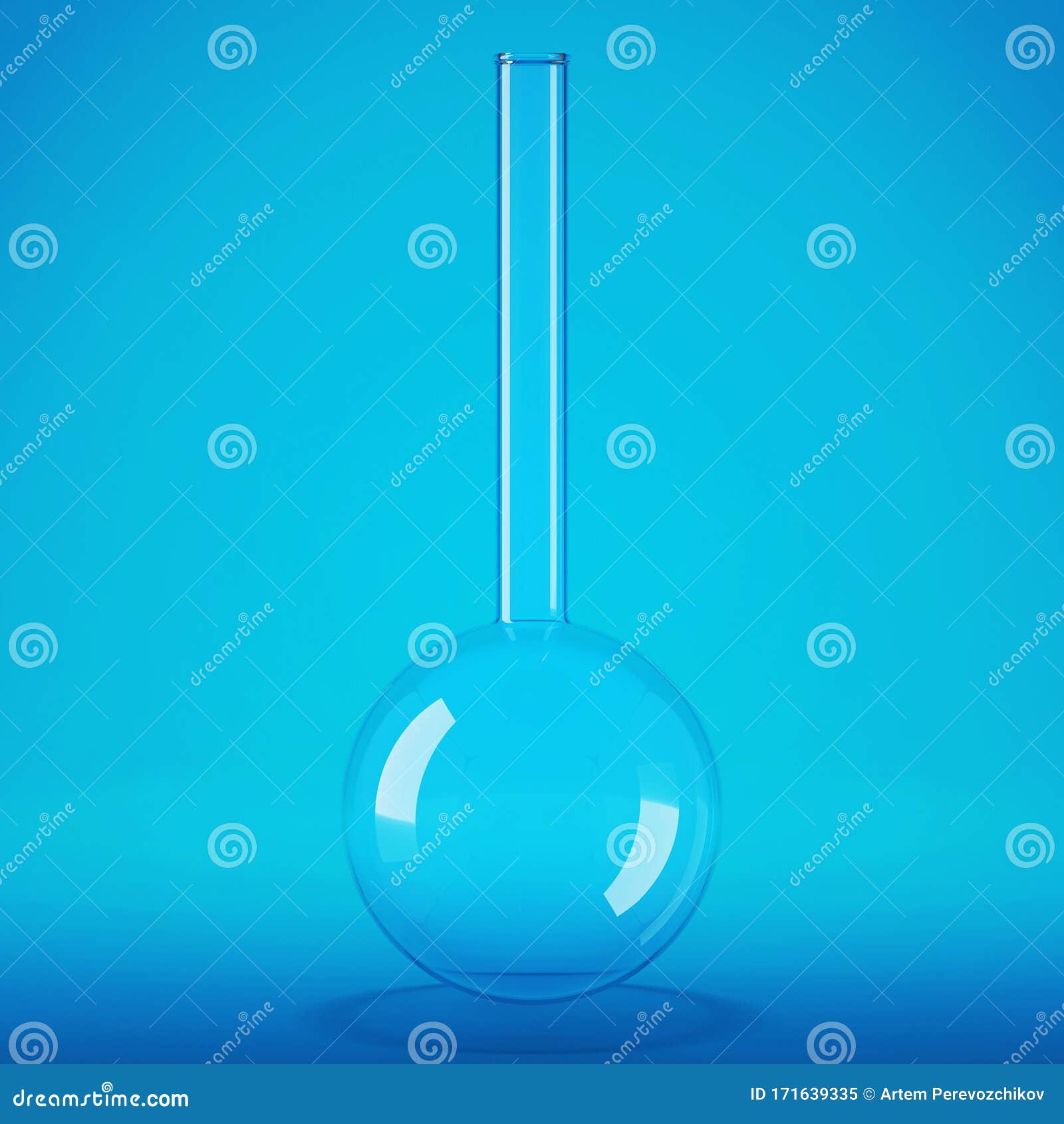 Transparent Glass Laboratory Flask. Flask Blue Background Stock ...