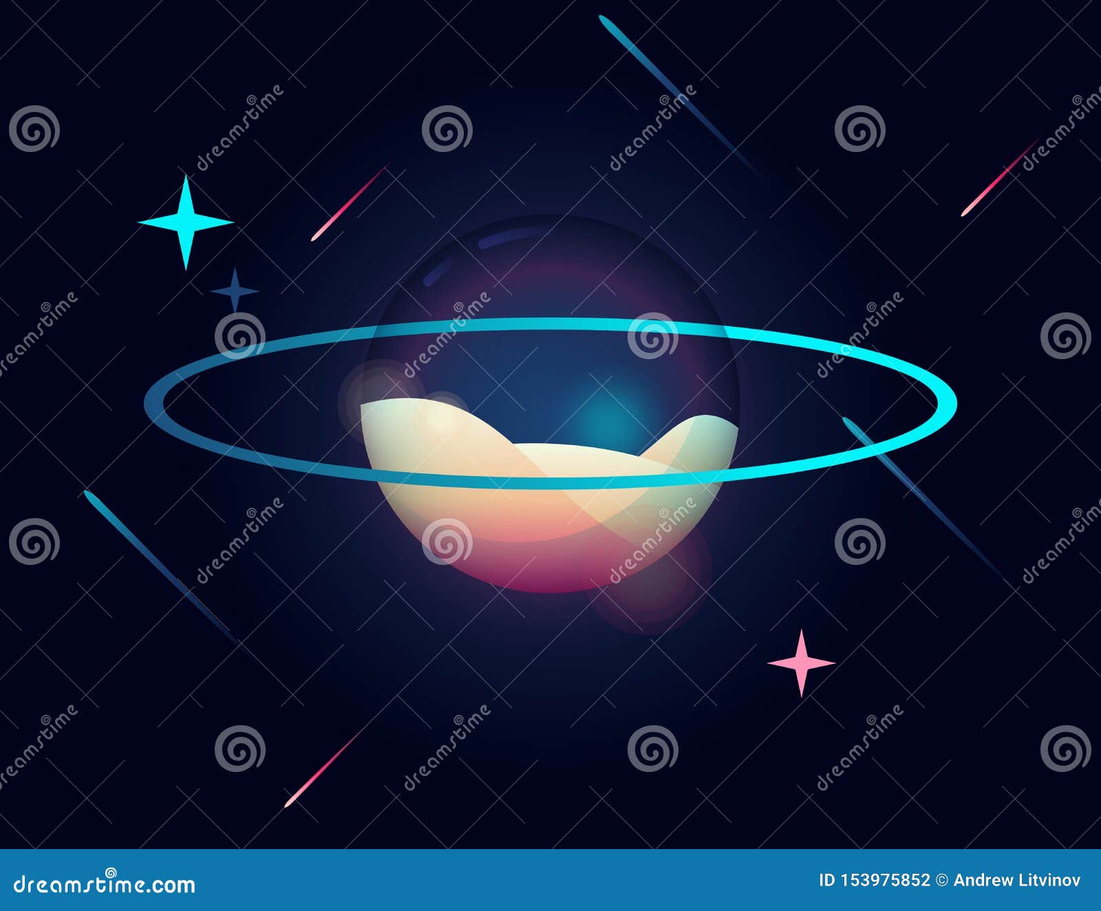 Transparent Glass Planet with a Liquid in the Middle of the Endless ...
