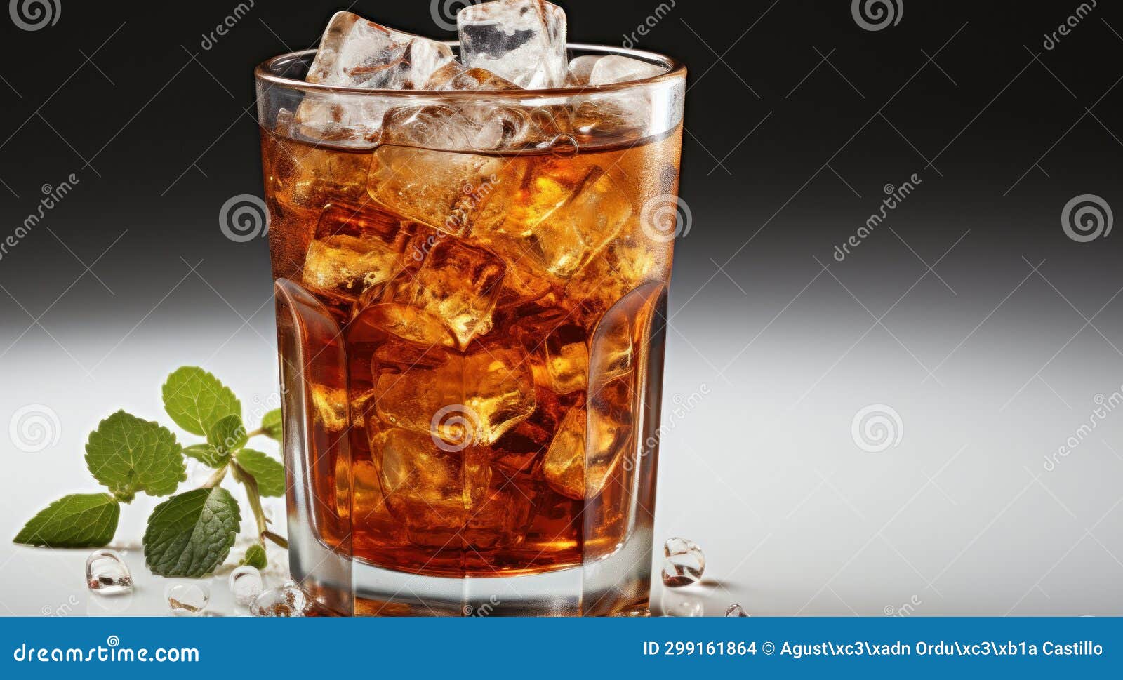 Transparent Glass Glass with a Refreshing Cola Drink and Lots of Ice ...