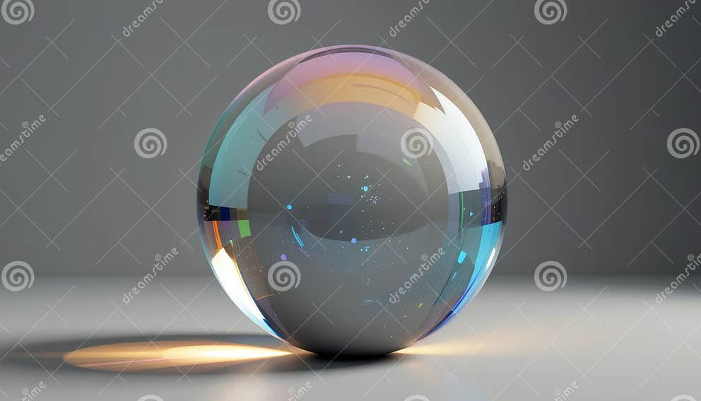 Transparent Glass Sphere Reflecting Light on a Smooth Surface Stock ...