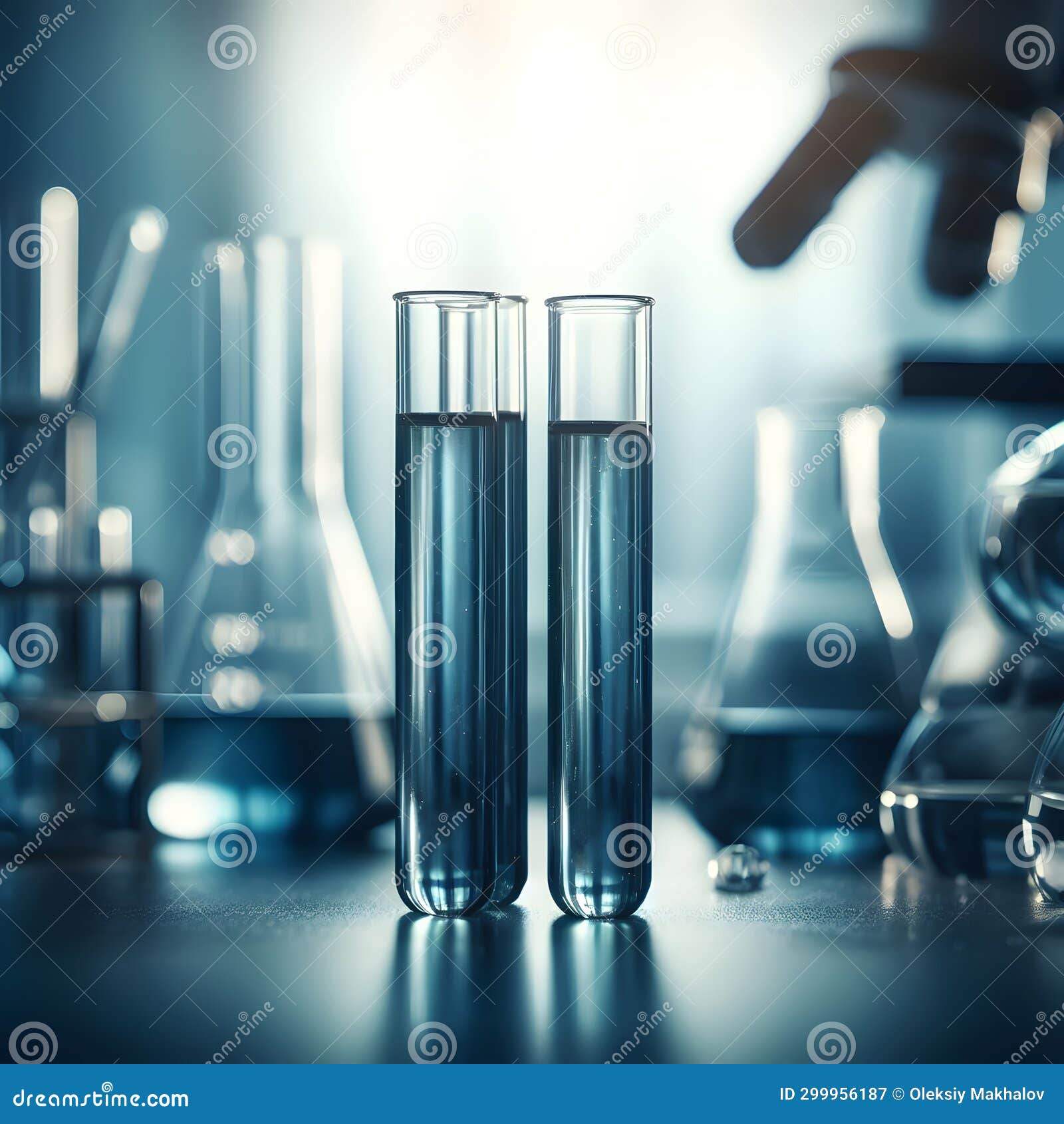 Transparent Glass Test Tubes with Blue Colored Liquid Sample for ...
