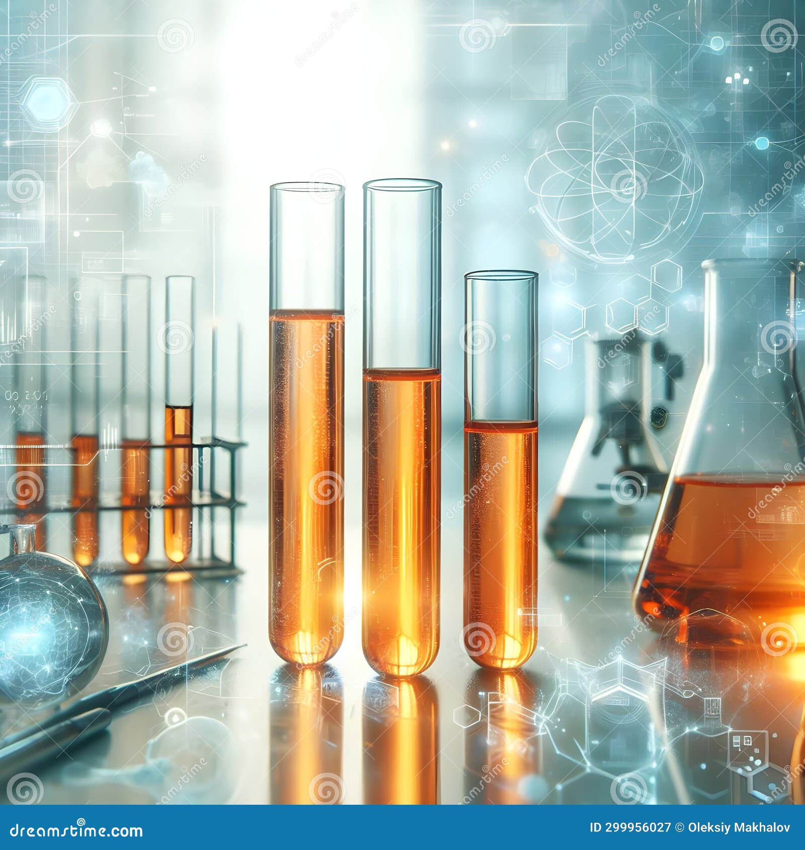 Transparent Glass Test Tubes with Orange Colored Liquid Sample for ...