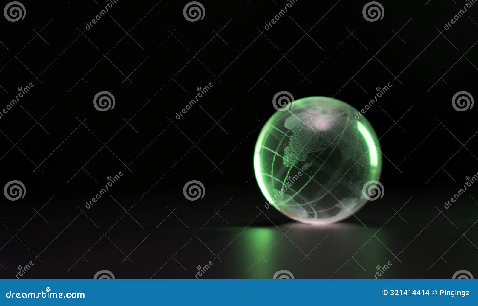Transparent Globe with Green Light Reflection Stock Photo - Image of ...