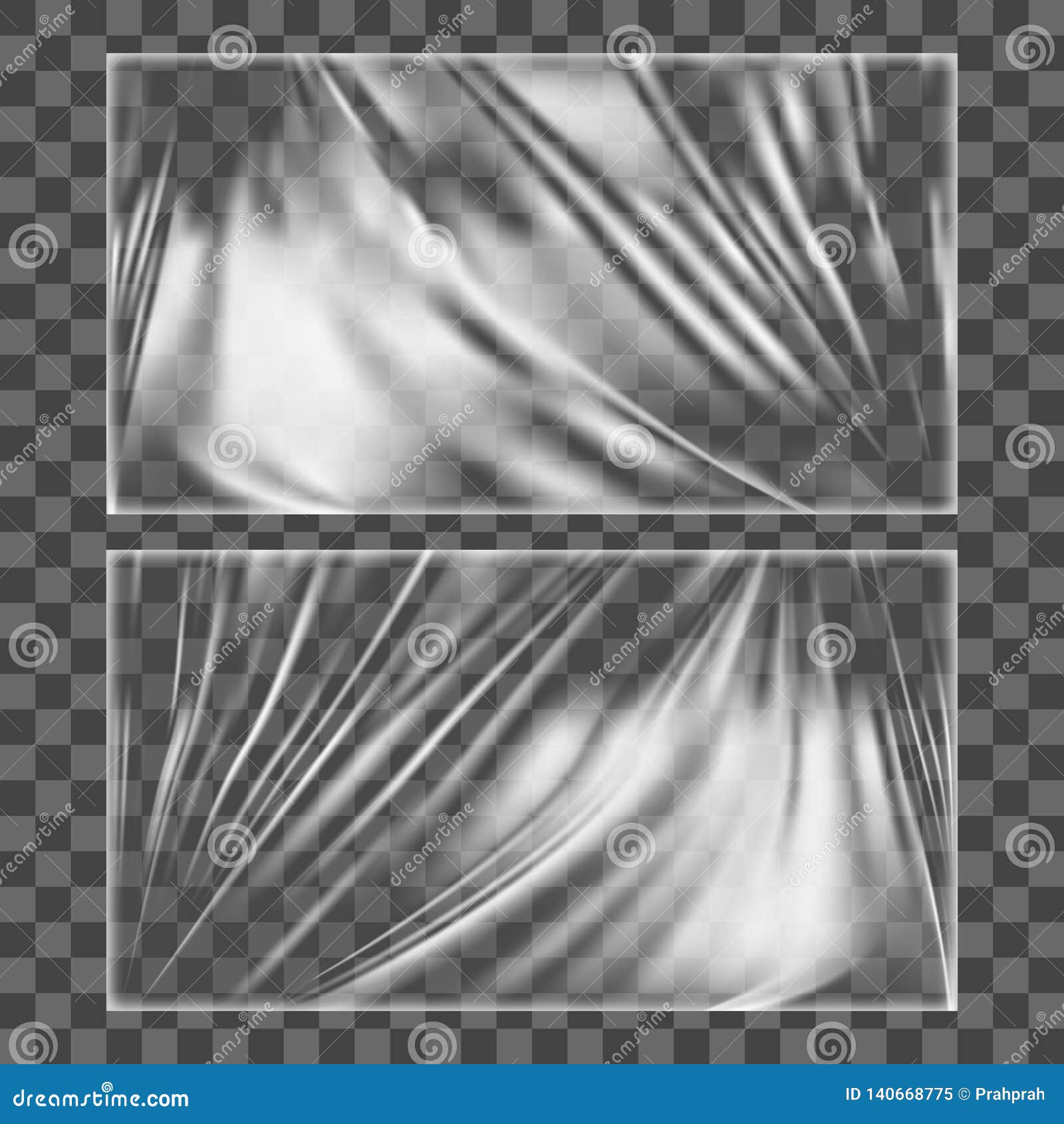 Realistic Two New Transparent Polyethylene Plastic Warp Stock ...