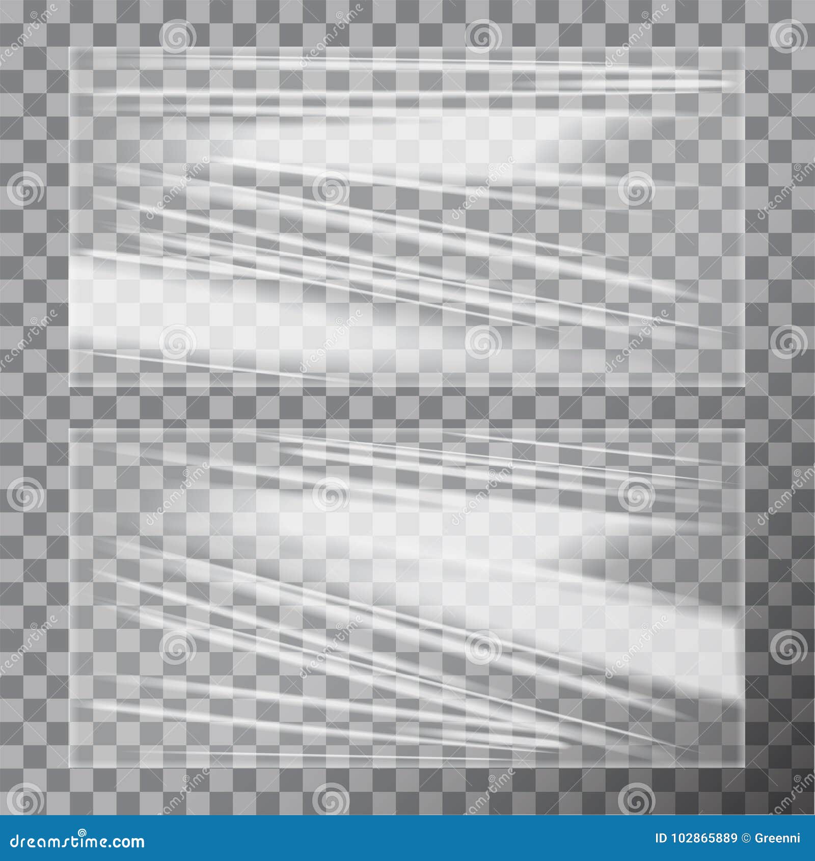 Transparent Glossy Polyethylene Plastic Warp. Vector Template Set Stock ...