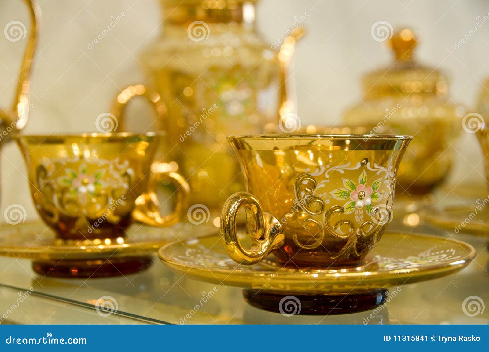 Transparent Gold Hand-made Tea-service Stock Image - Image of manual ...